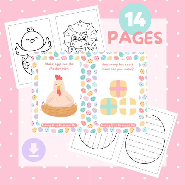 Downloadable PDF Easter Playdough Mats + Colouring & Tracing Pages ...